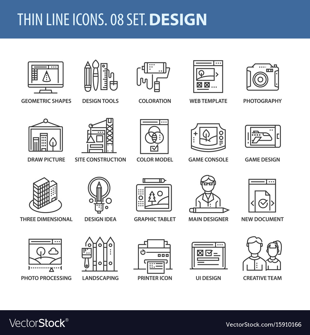 Set of thin line flat icons design Royalty Free Vector Image