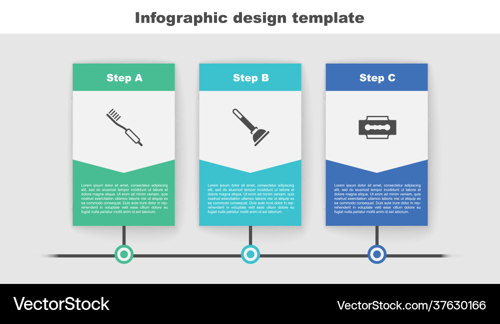 Set toothbrush rubber plunger and blade razor Vector Image