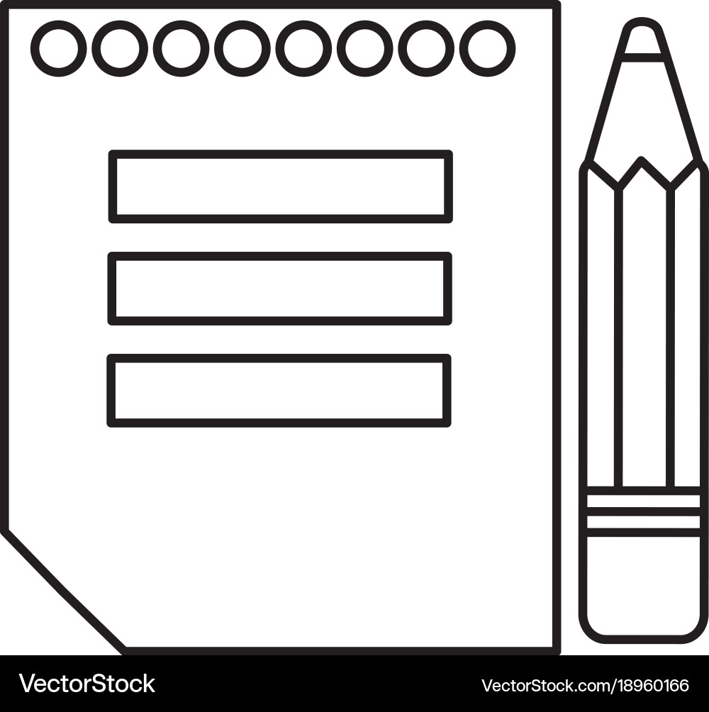 Sheet of notebook with pencil icon Royalty Free Vector Image