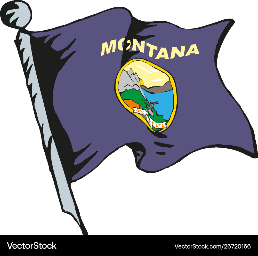 State montana flag waving form on white Royalty Free Vector