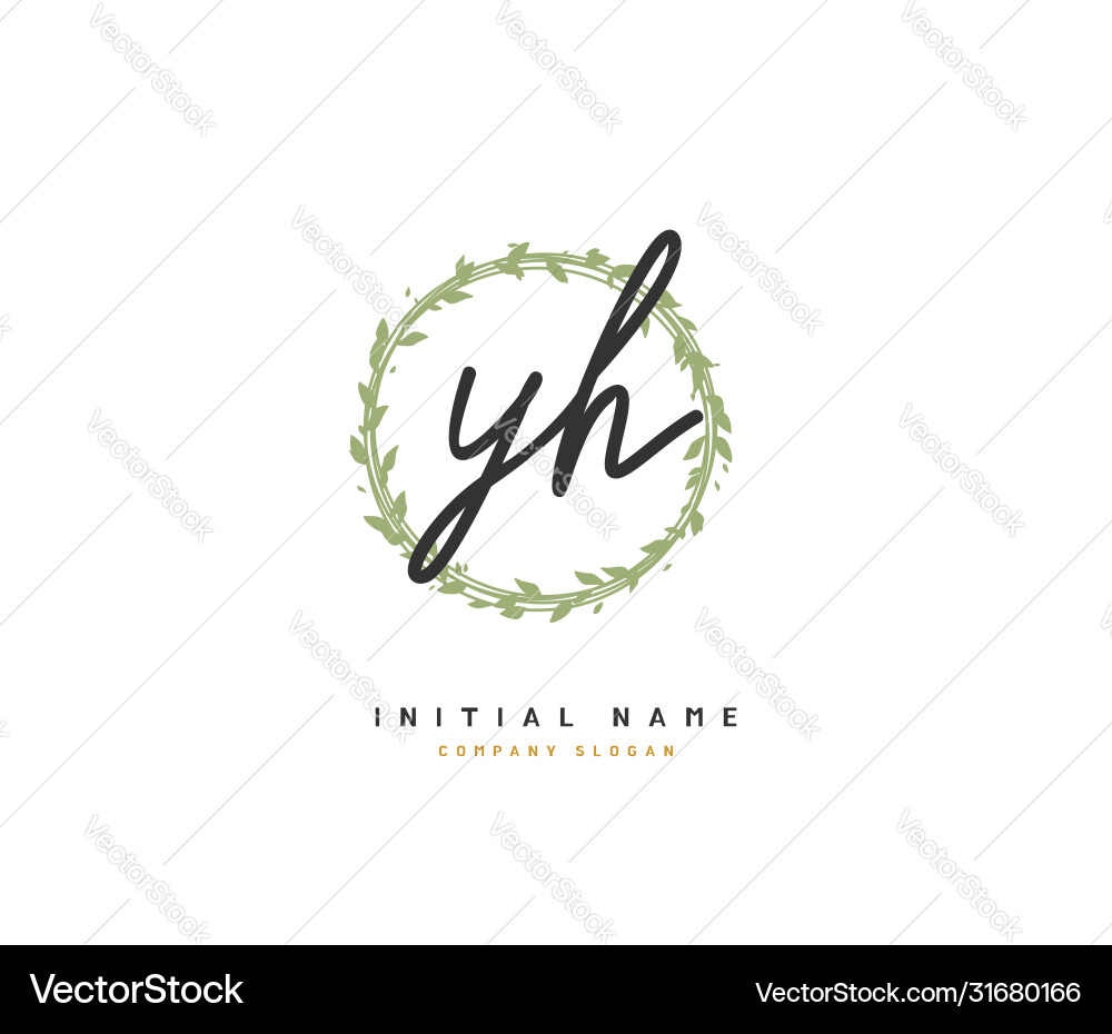 Y h yh beauty initial logo handwriting logo Vector Image