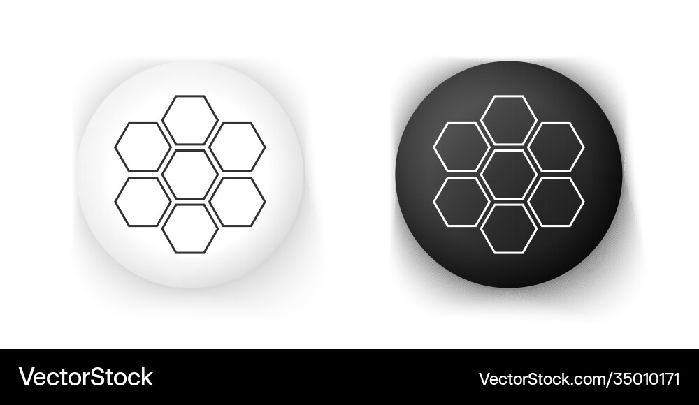 Black and white honeycomb sign icon isolated Vector Image