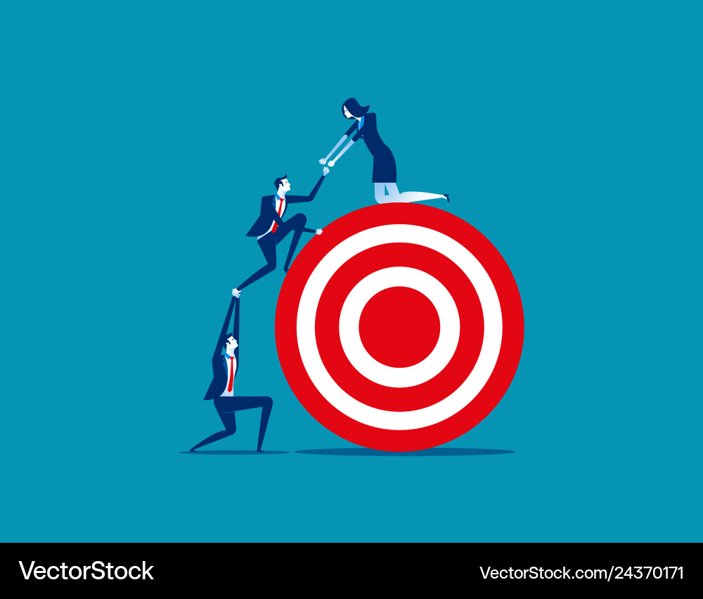 Business person team work towards the target Vector Image