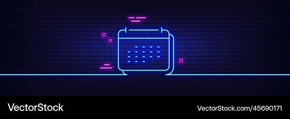 Calendar line icon annual planner sign neon Vector Image