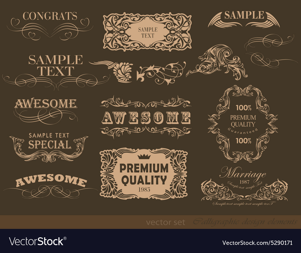 Calligraphic design elements Royalty Free Vector Image