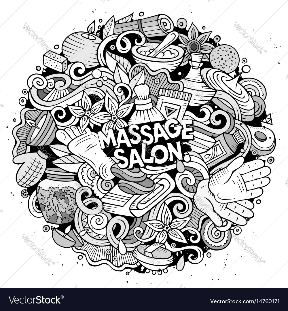 Cartoon cute doodles hand drawn massage Royalty Free Vector
