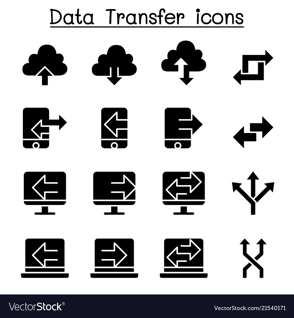 Computer data transfer icon set Royalty Free Vector Image