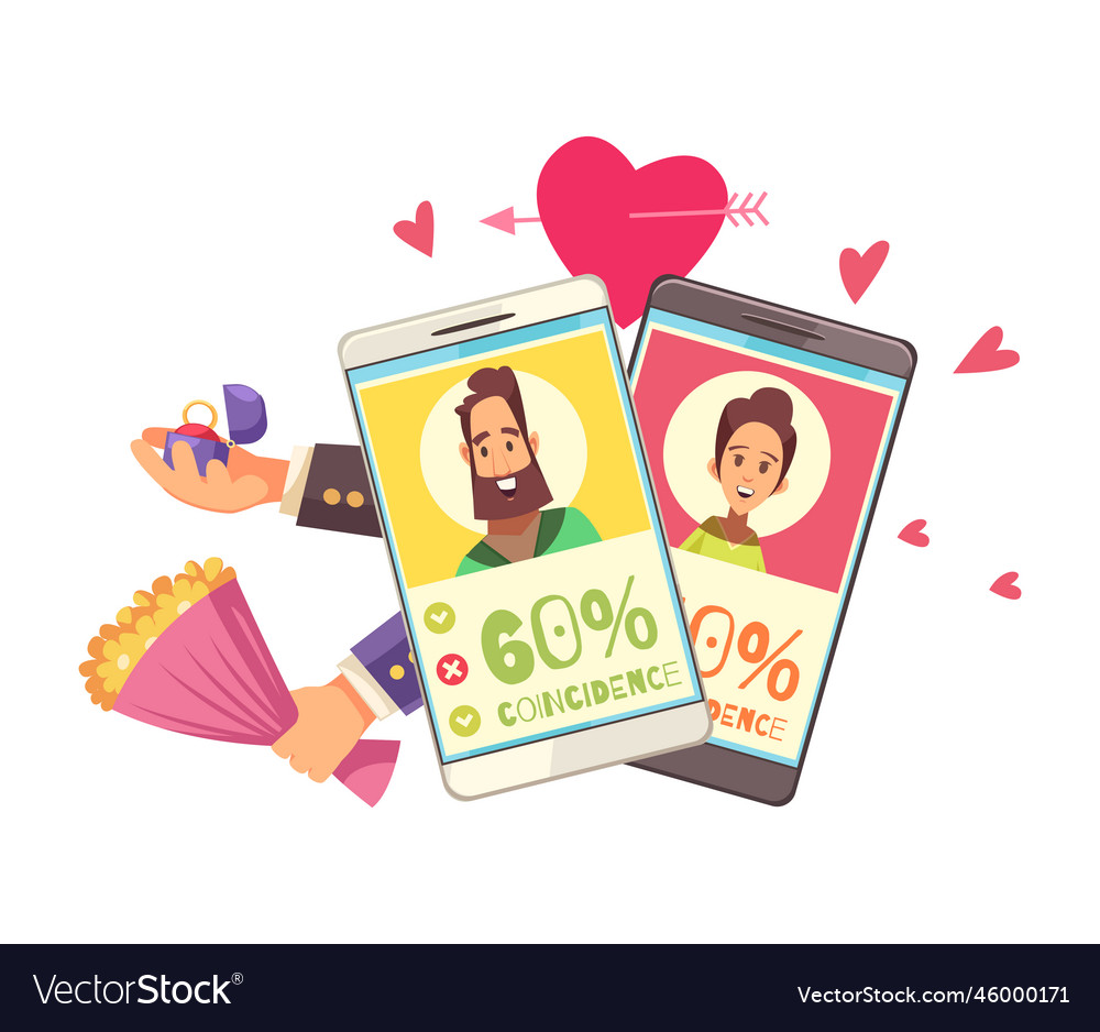 Dating app compatibility composition Royalty Free Vector