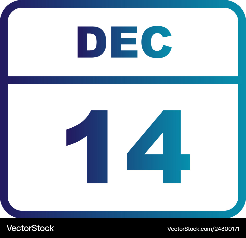 December 14th date on a single day calendar Vector Image