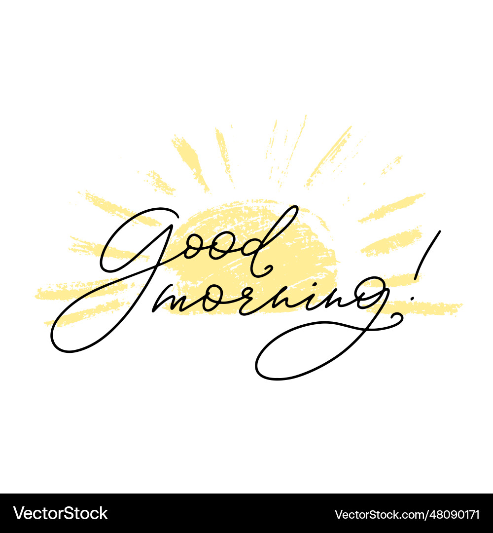 Good morning lettering with sun handmade Vector Image