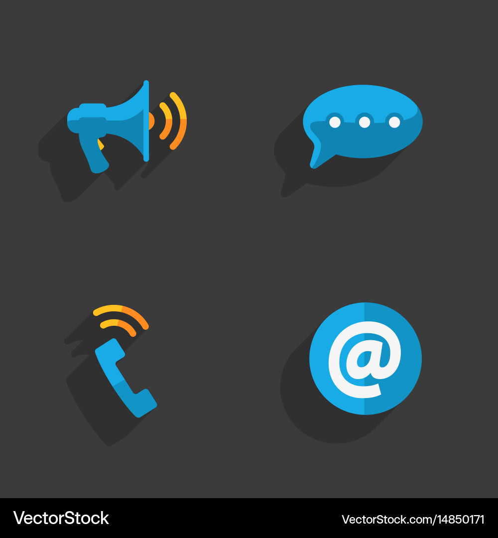 Modern colorful flat social icons set Royalty Free Vector