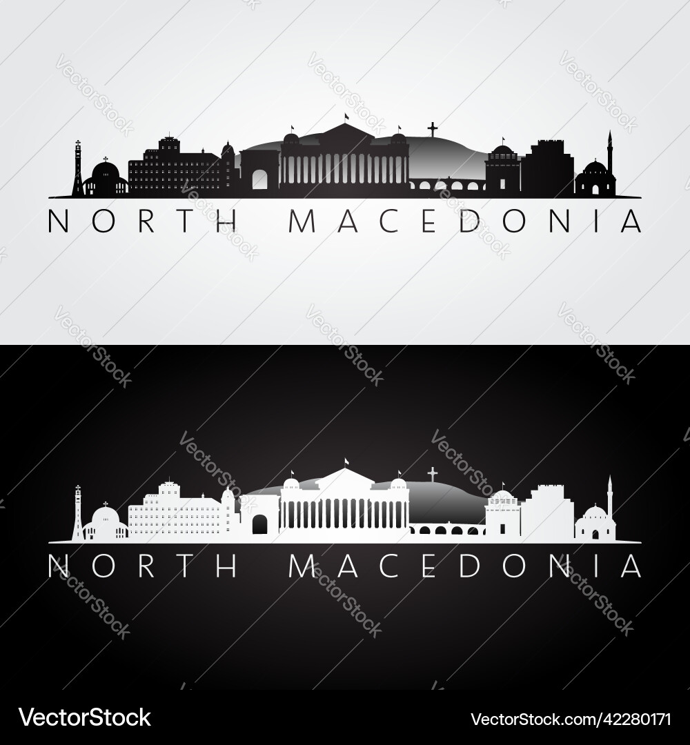 North macedonia skyline and landmarks silhouette Vector Image