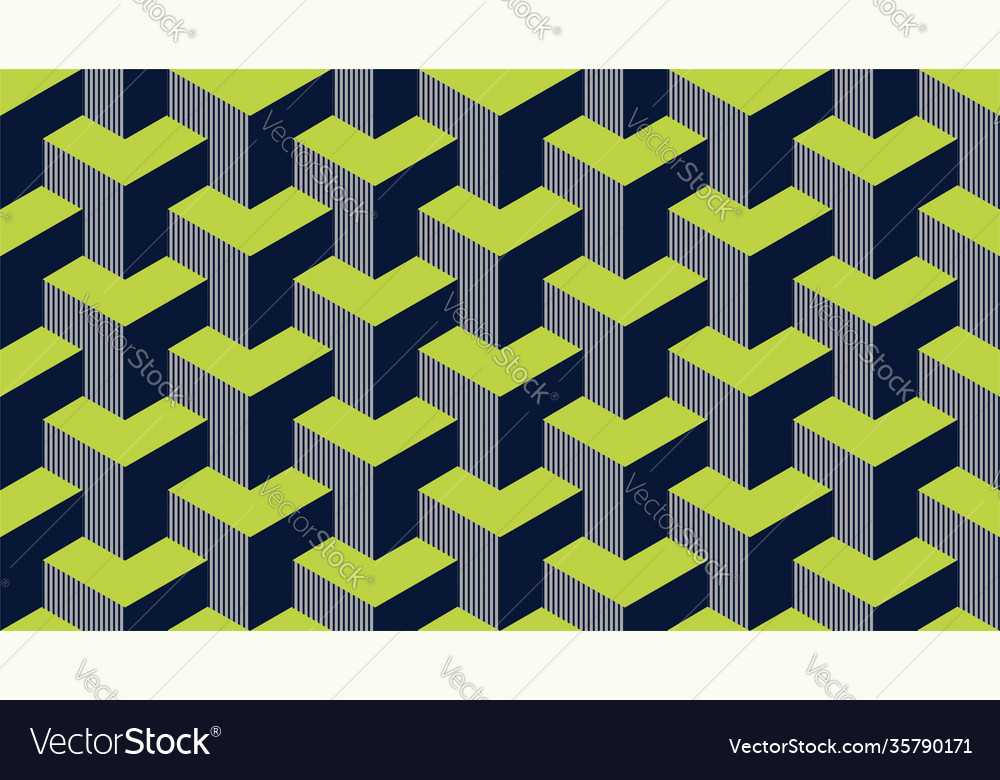 Seamless geometric isometric polygon pattern 3d Vector Image