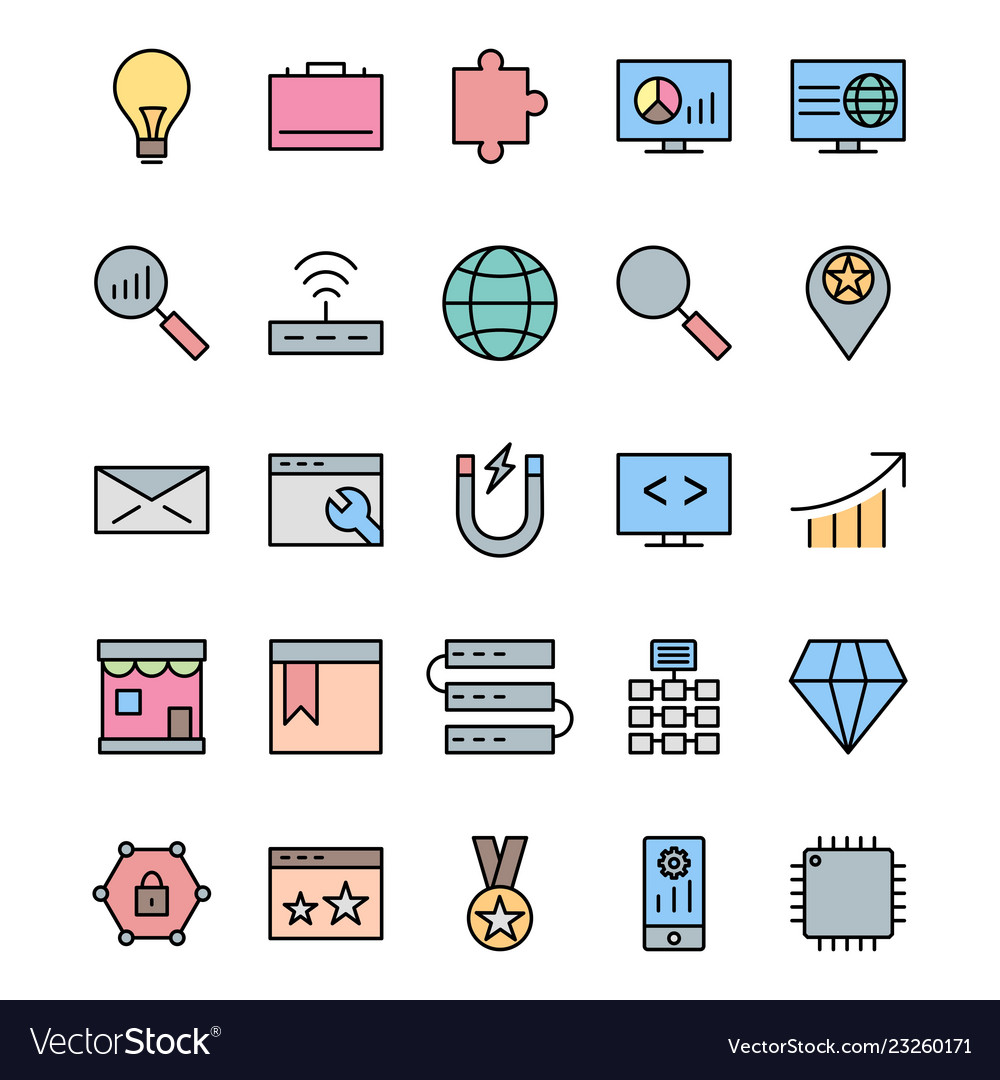 Seo optimization and marketing icons set Vector Image