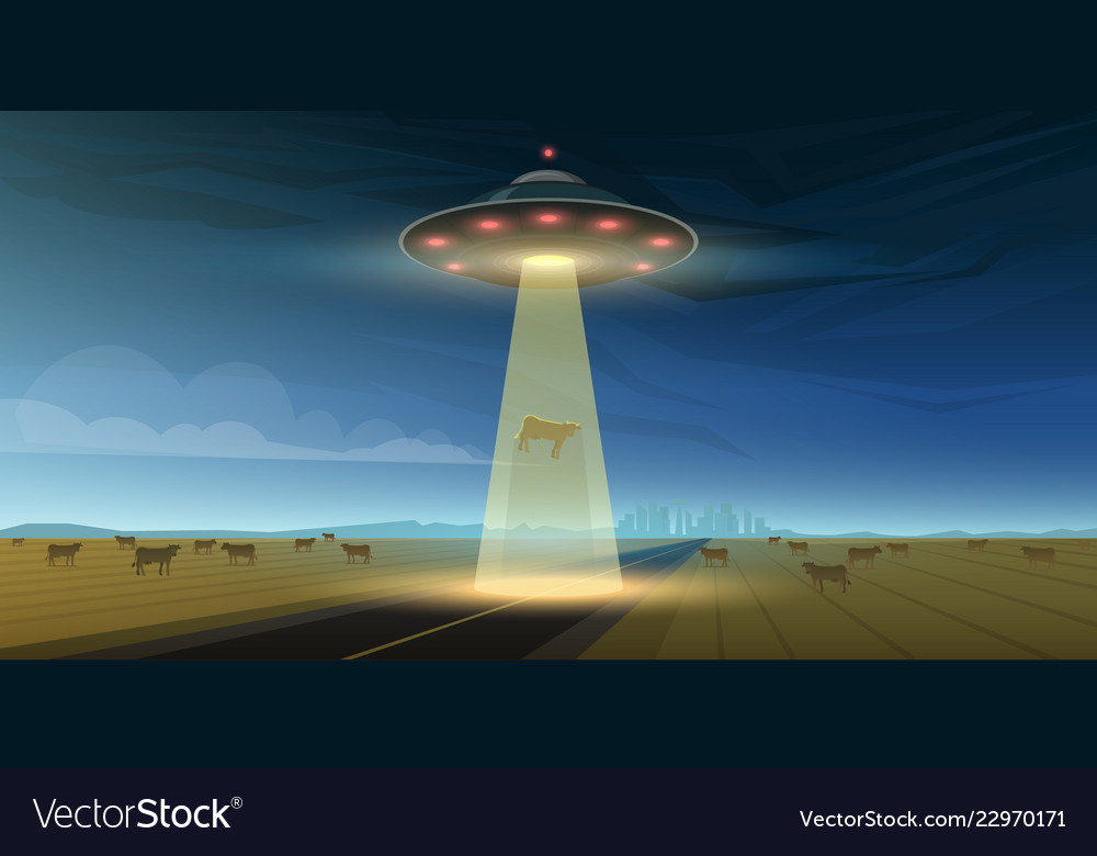 Ufo or flying saucer in space aliens launched a Vector Image