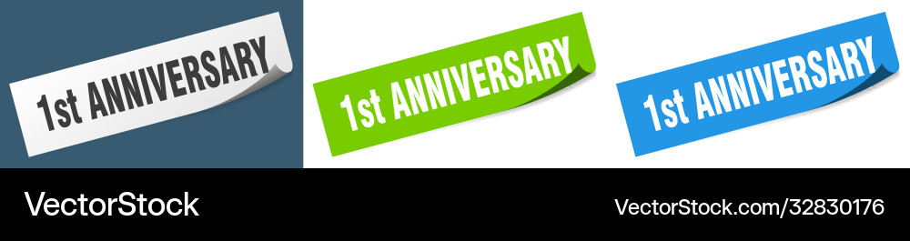 1st anniversary paper peeler sign set Royalty Free Vector