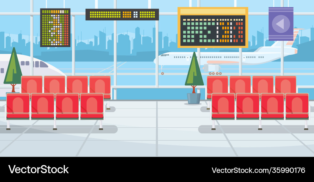 Airport with flight departure boards Royalty Free Vector