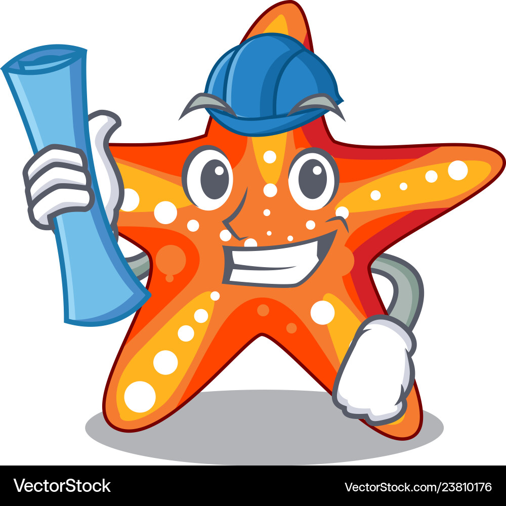 Architect starfish in the cartoon shape funny Vector Image