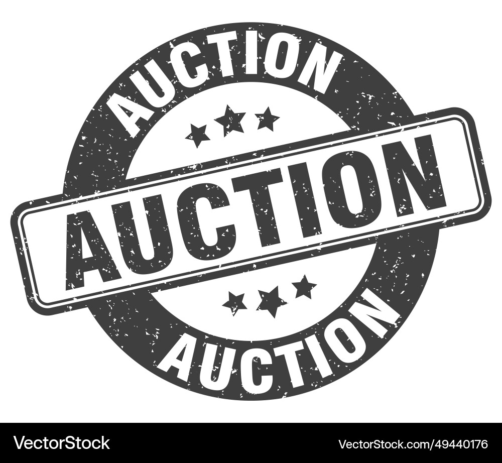 Auction stamp label round grunge sign Royalty Free Vector