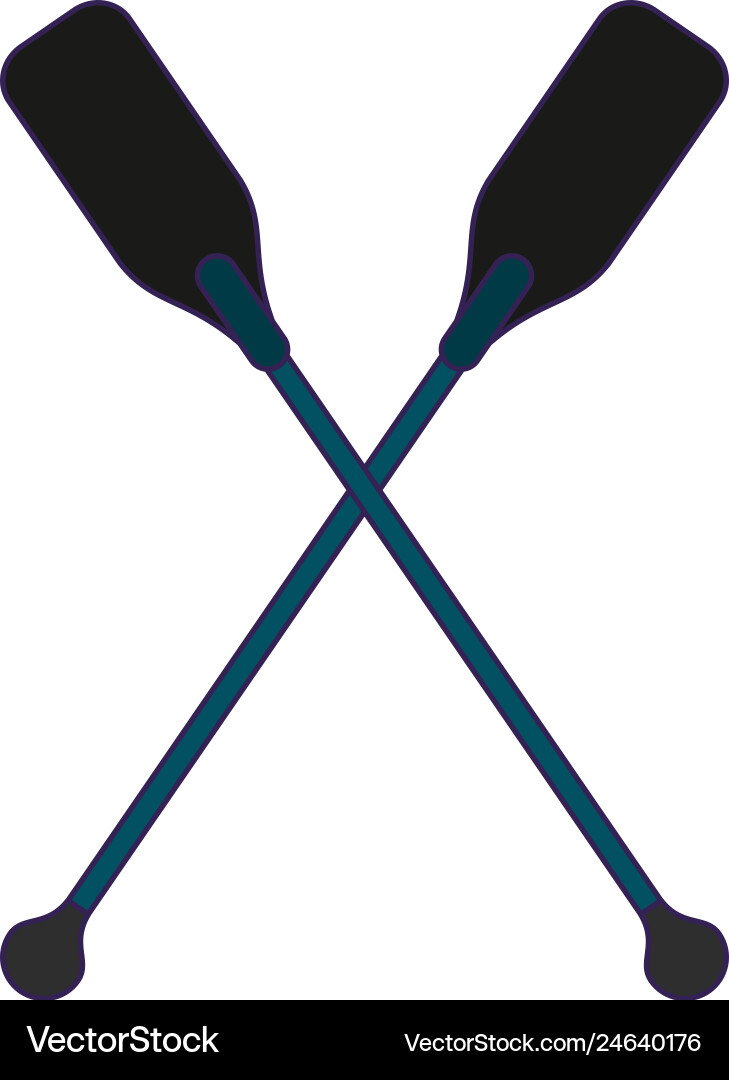 Boat oars crossed symbol blue lines Royalty Free Vector
