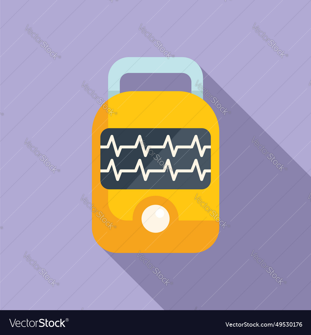 Cardiopulmonary defibrillator icon flat Royalty Free Vector