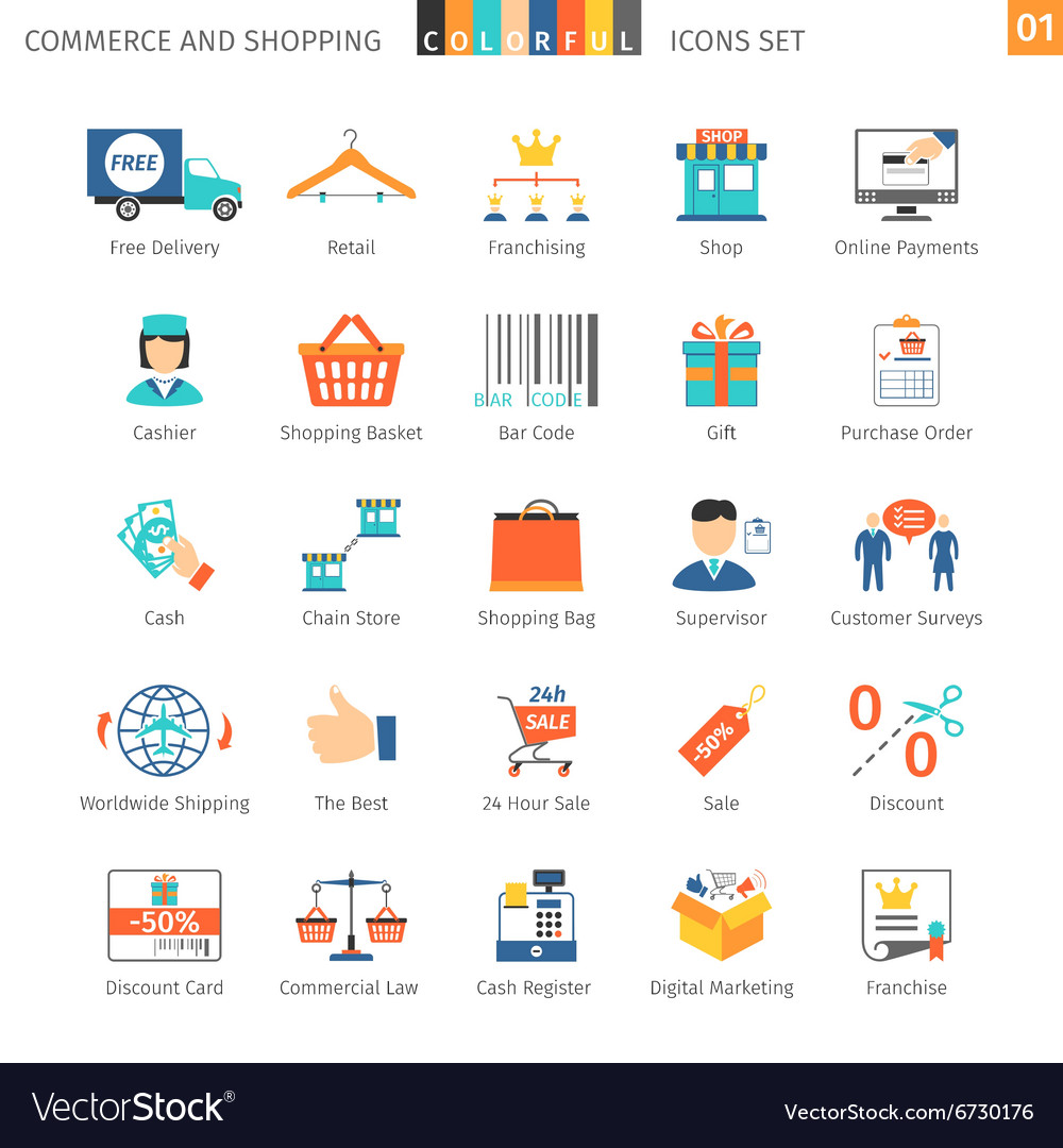 Commerce Set 01 Royalty Free Vector Image - VectorStock
