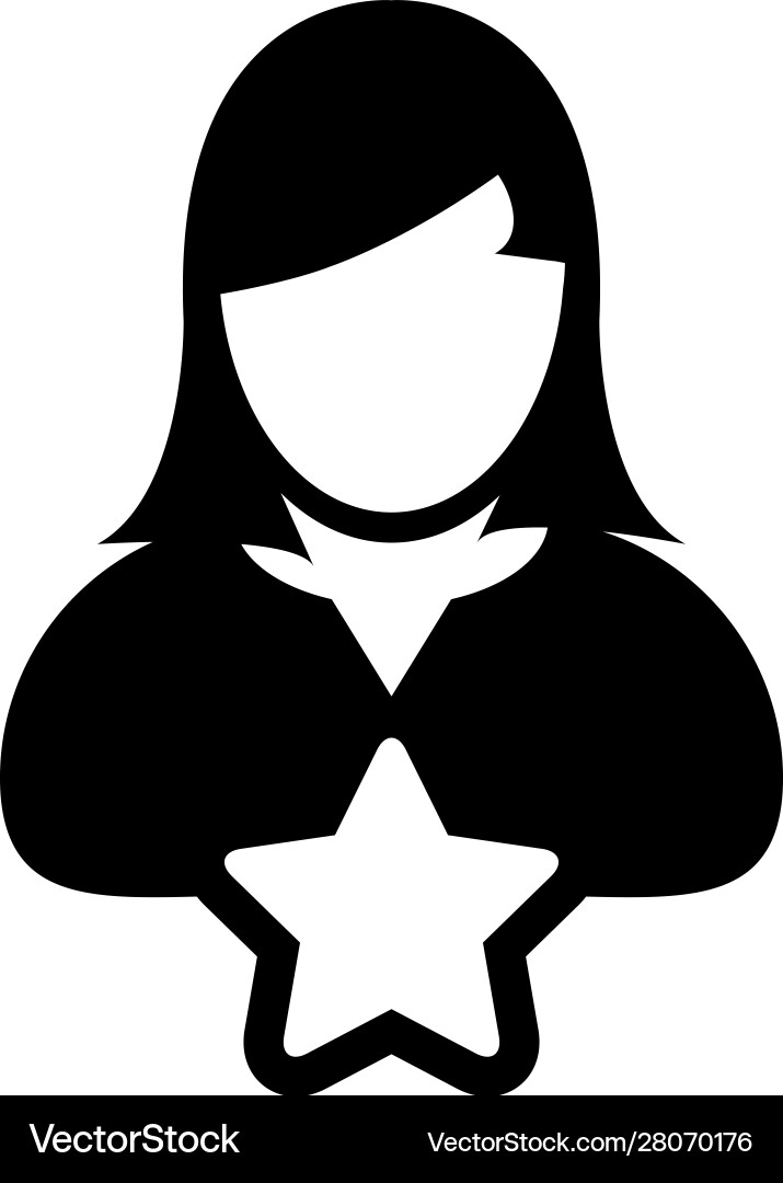 Customer icon with star female user person Vector Image