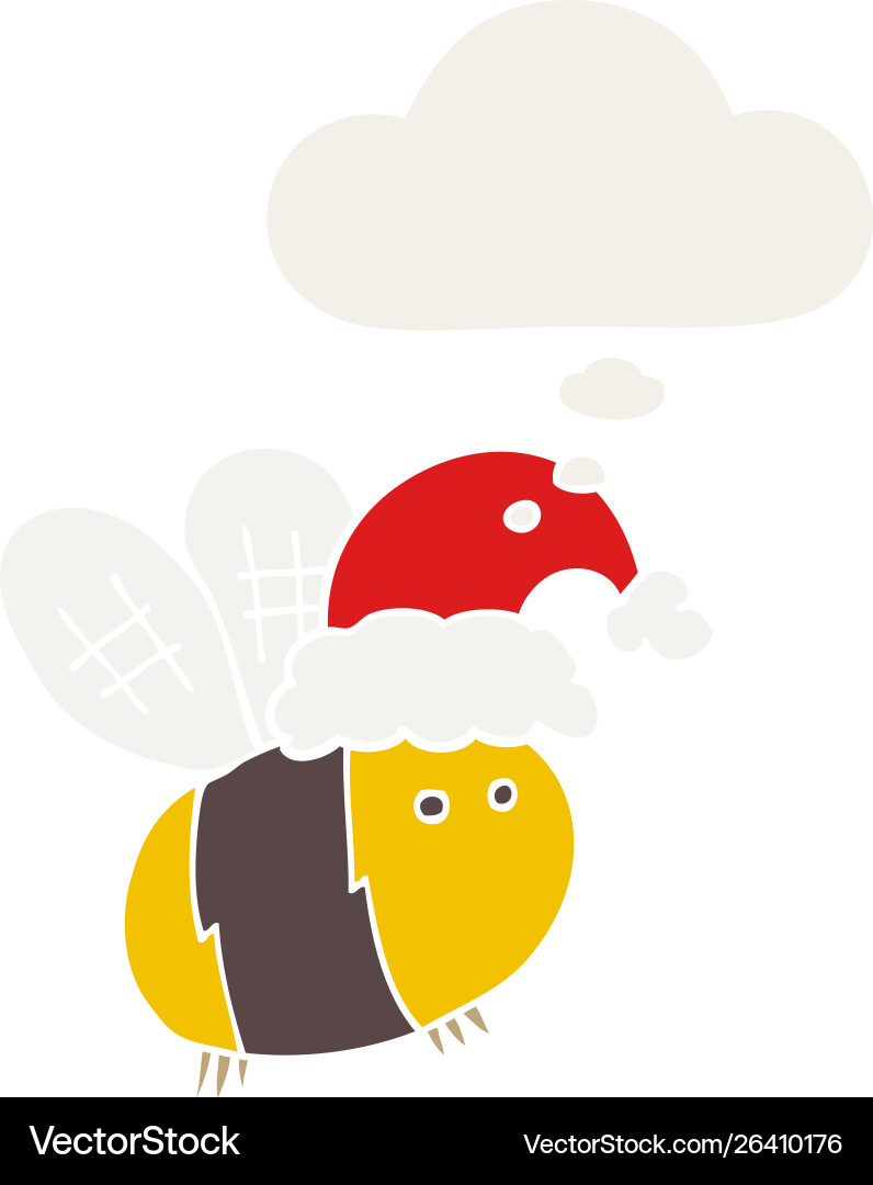 Cute cartoon bee wearing christmas hat Royalty Free Vector