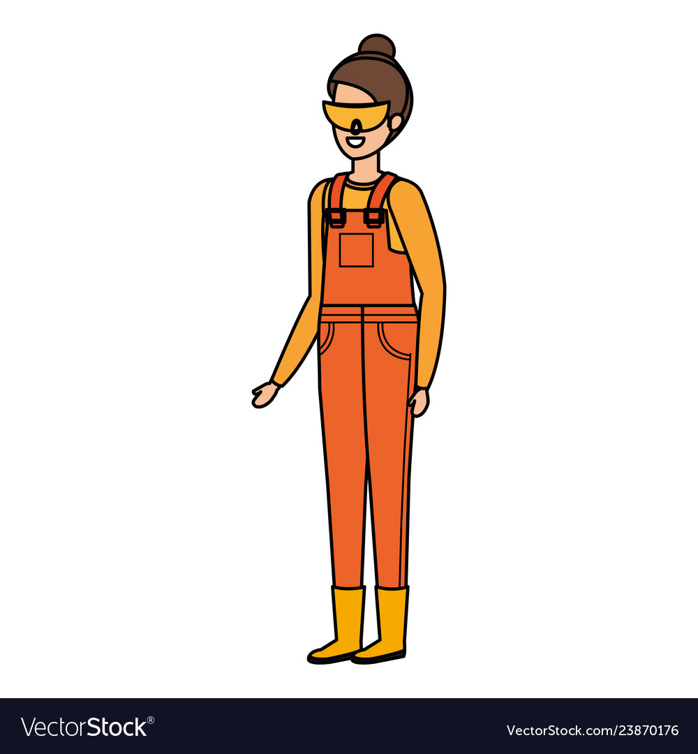 Female builder constructor with goggles Royalty Free Vector