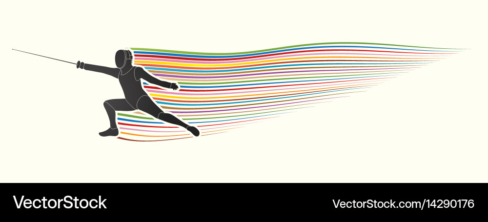 Fencing fighter sport action graphic Royalty Free Vector