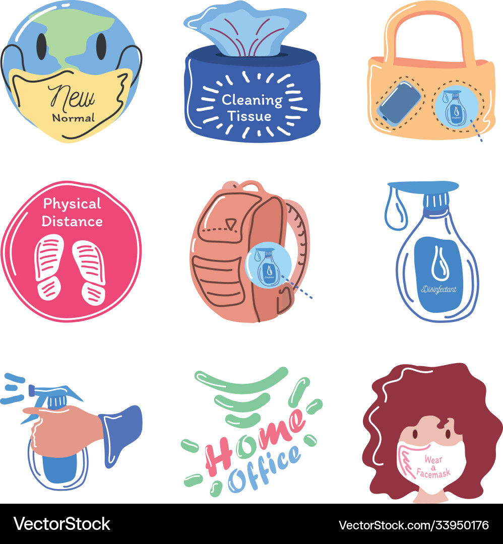 Handmade and new normal detailed style icon set Vector Image