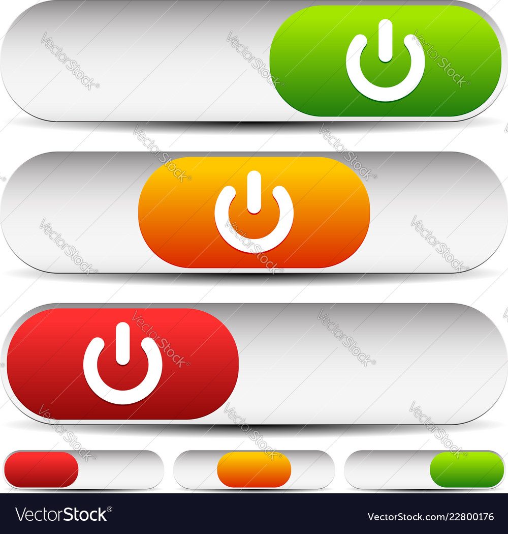 Horizontal 3 state power button Royalty Free Vector Image