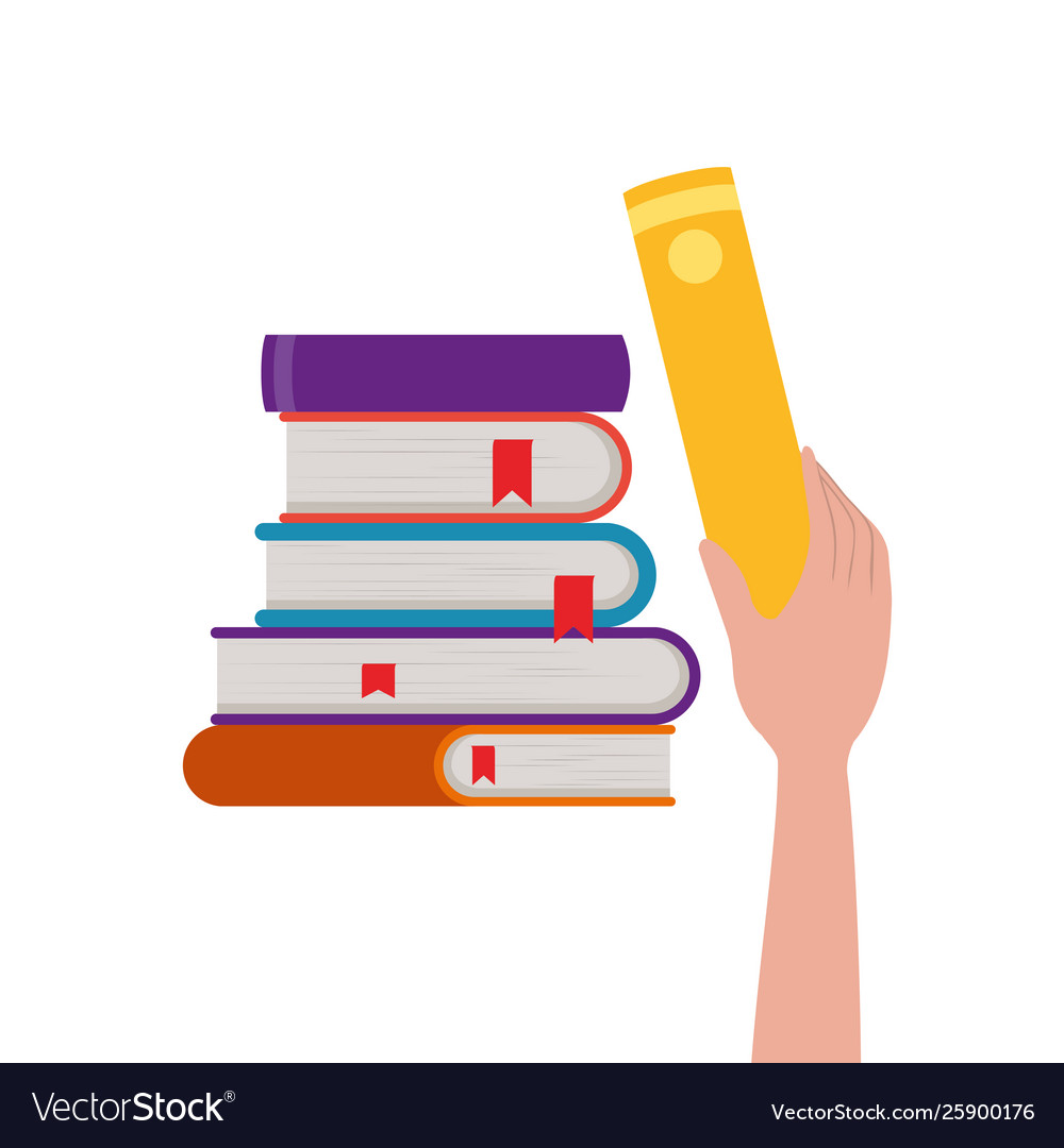 Isolated books and hand design Royalty Free Vector Image