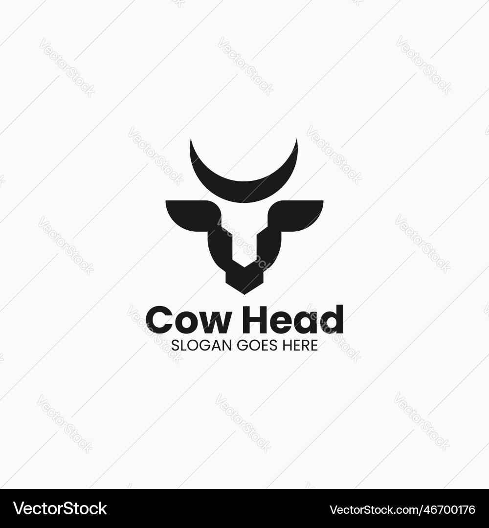 Logo cow head line art style Royalty Free Vector Image