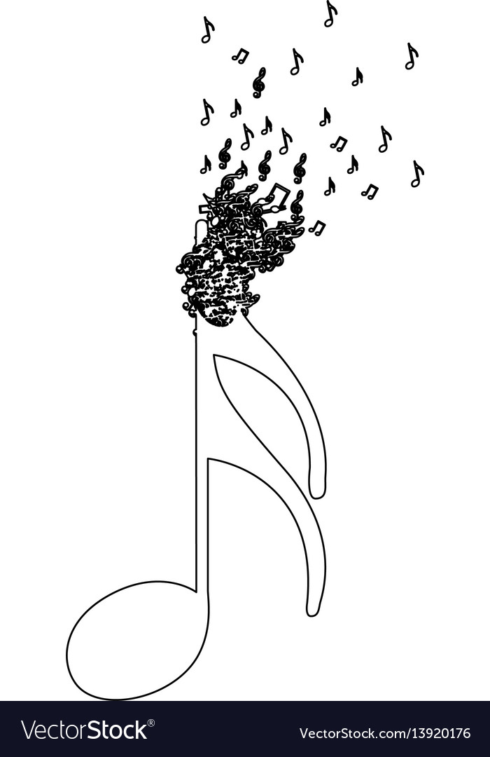 Monochrome contour of semiquaver note with top Vector Image Monochrome contour of semiquaver note with top Vector Image