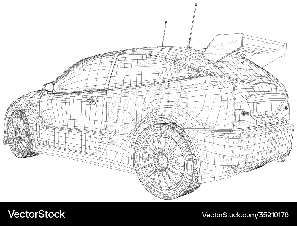 Rally car race car wire-frame on a white Vector Image