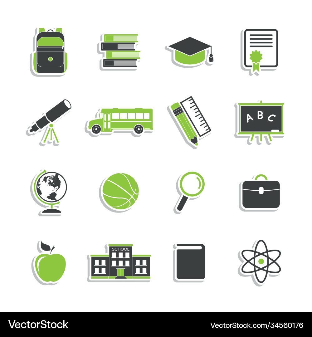 School icons stickers education collection Vector Image