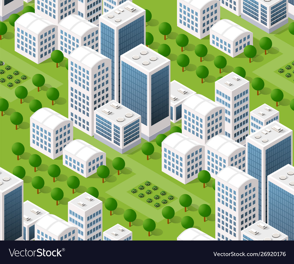 Seamless urban plan pattern map isometric Vector Image