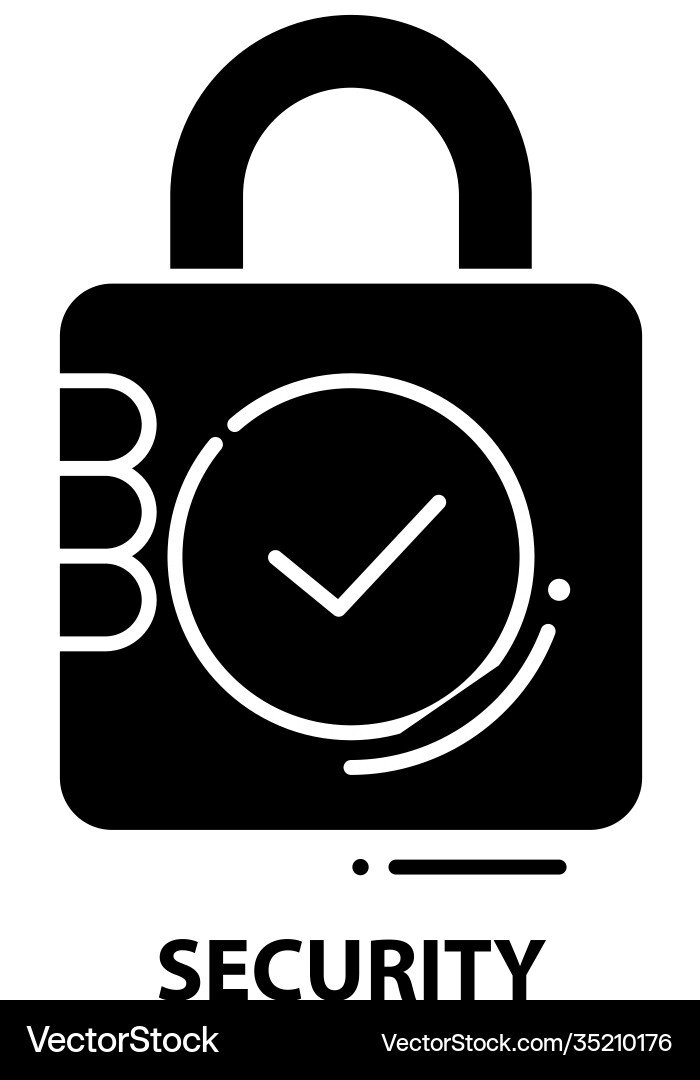 Security icon black sign with editable Royalty Free Vector