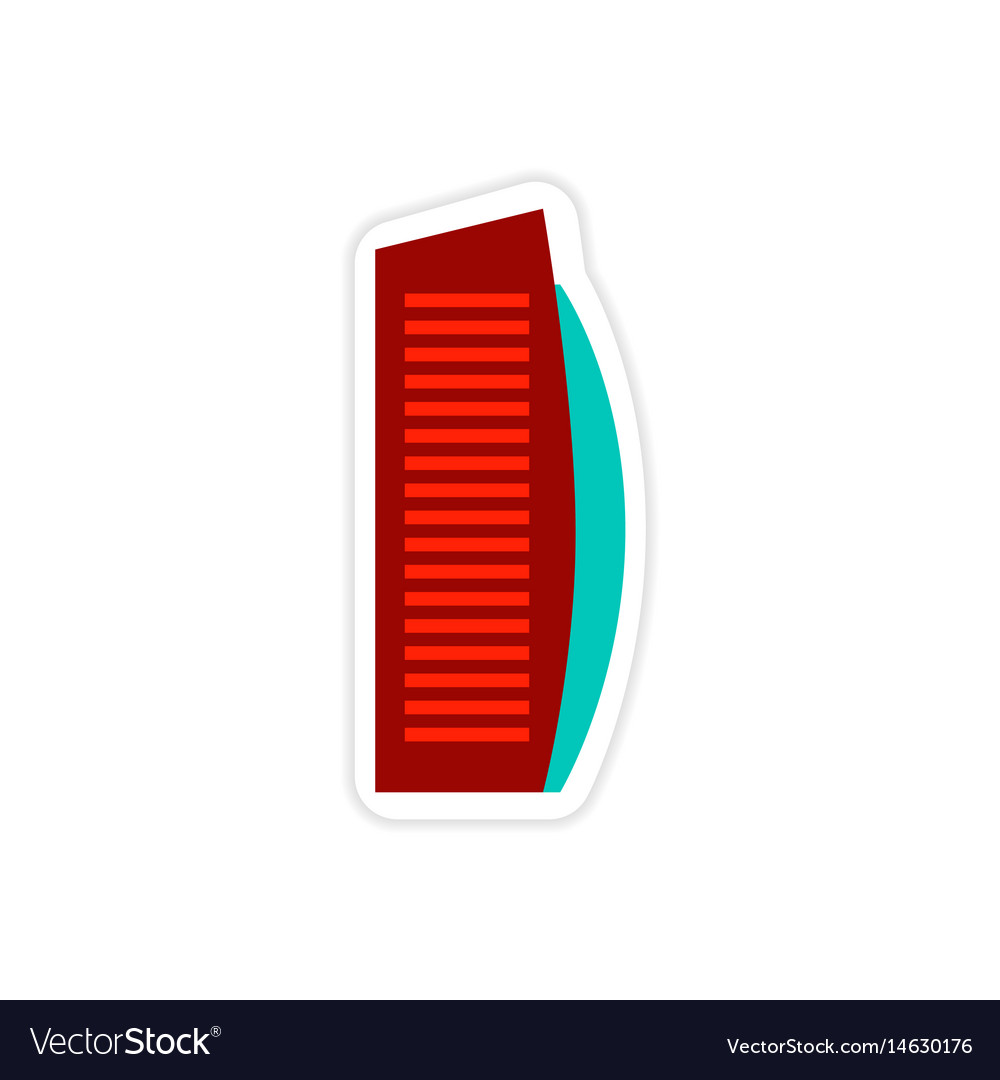 Stylish Paper Sticker On White Background Building