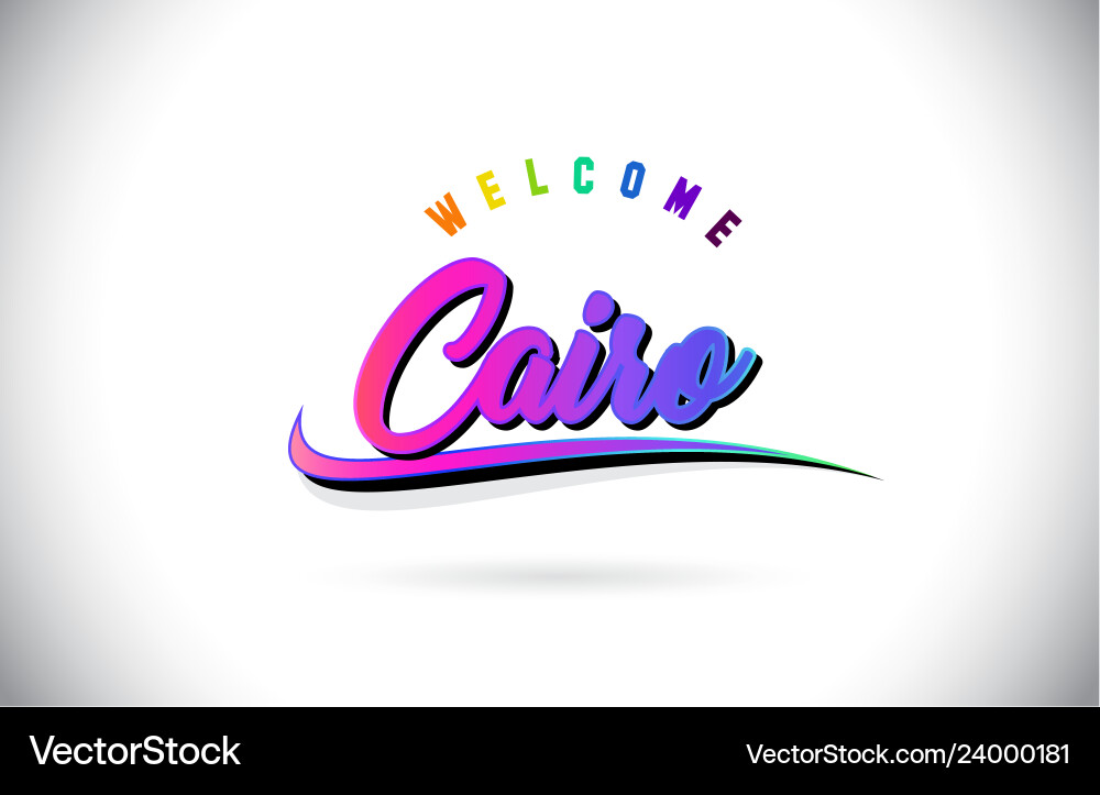 Cairo welcome to word text with creative purple Vector Image