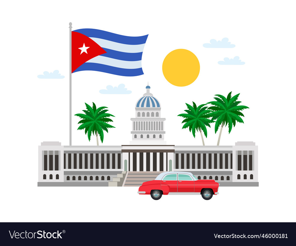 Cuba havana travel composition Royalty Free Vector Image