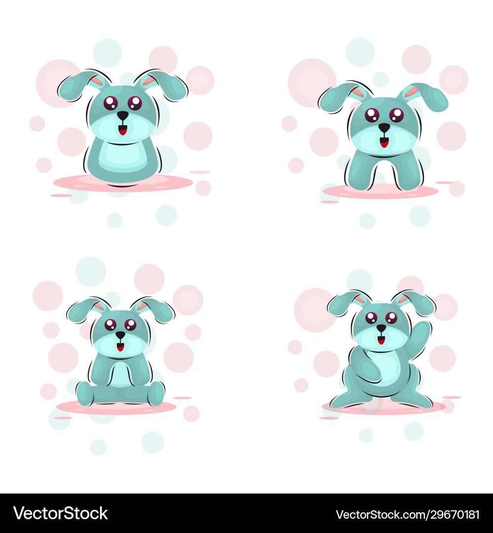 Cute rabbit mascot cartoon design collection Vector Image