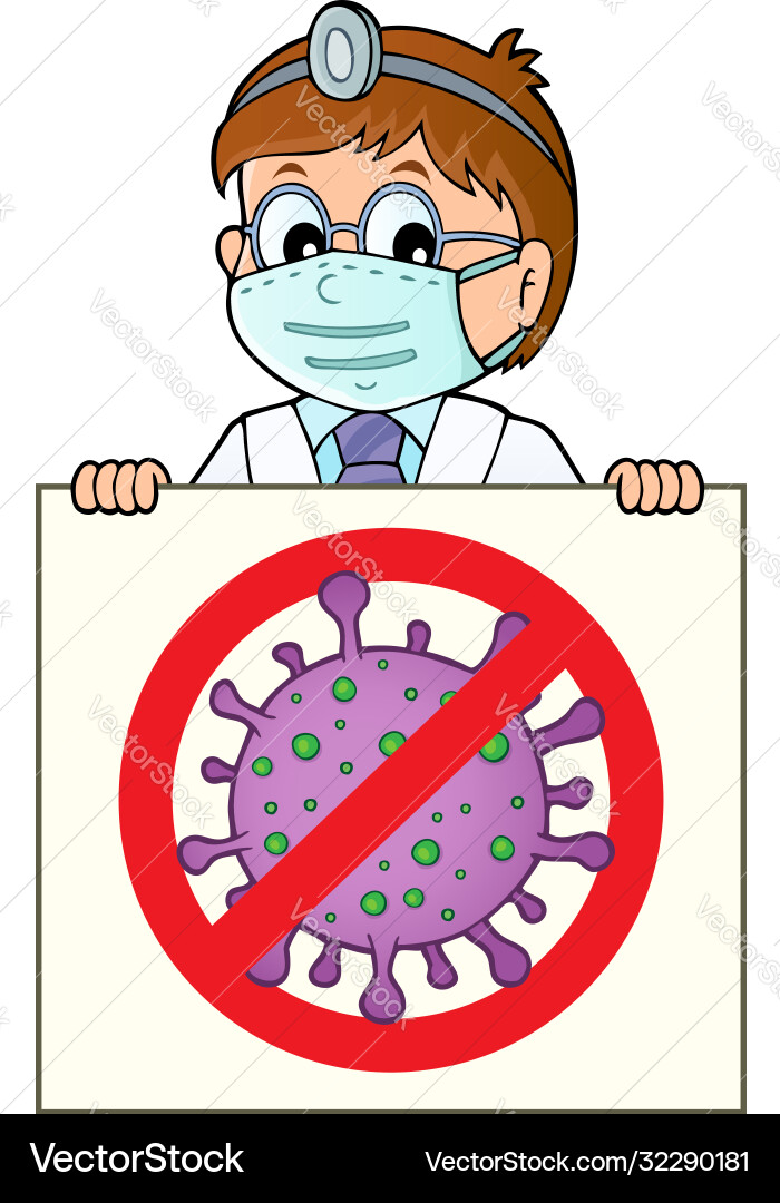 Doctor holding stop virus sign theme 1 Royalty Free Vector