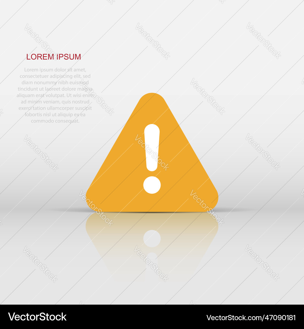 Exclamation mark icon in flat style danger alarm Vector Image