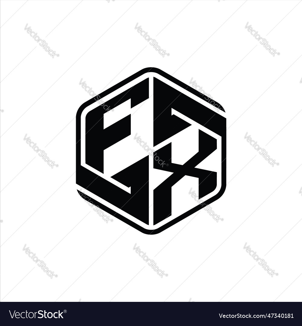 Fx logo monogram hexagon shape with ornament Vector Image