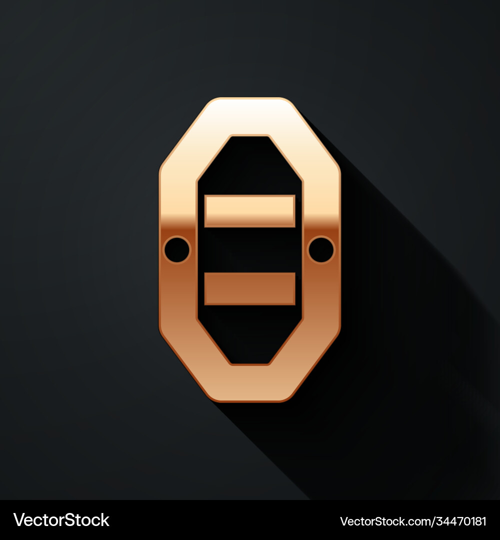 Gold rafting boat icon isolated on black Vector Image