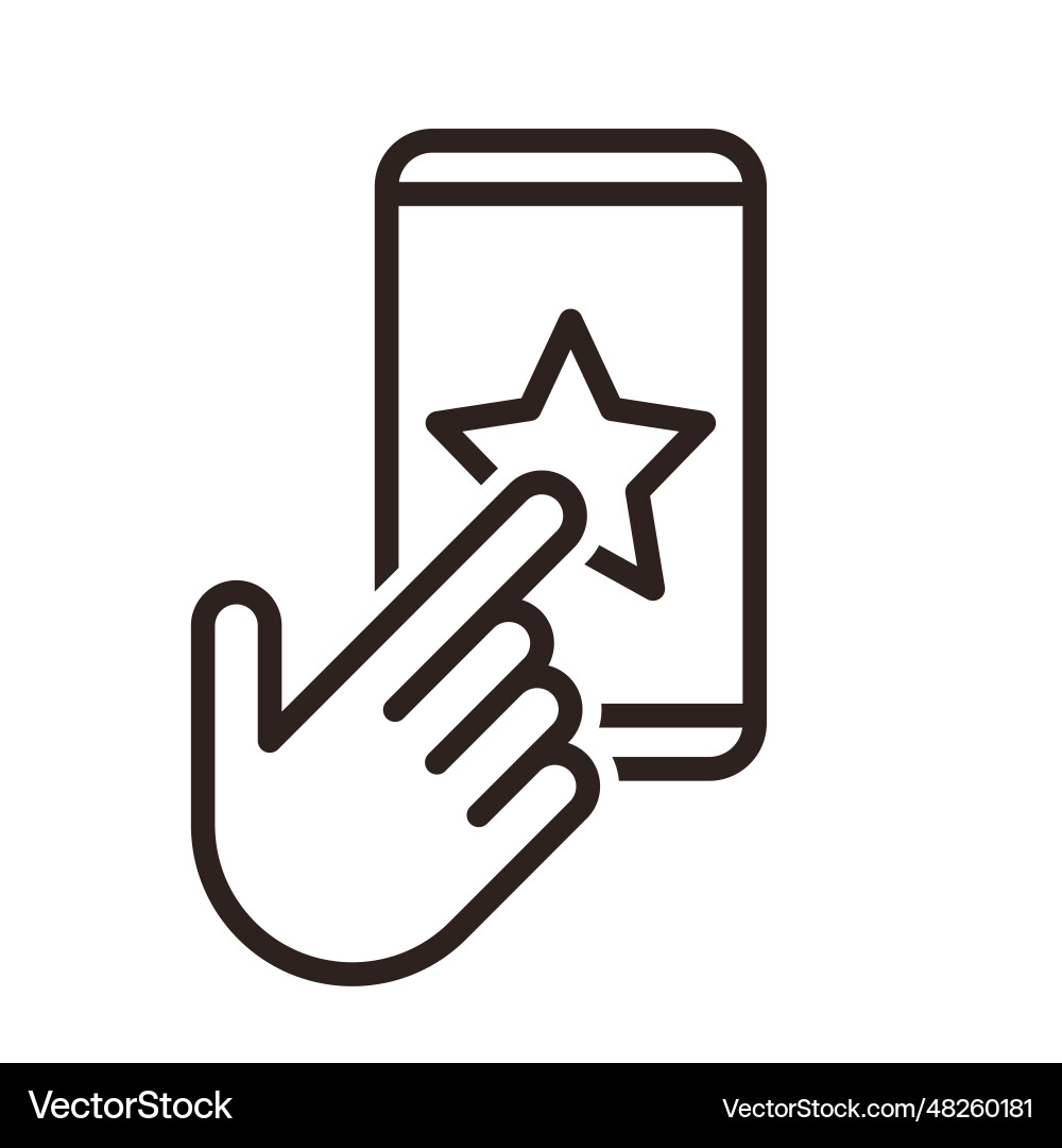 Hand push on star selecting favorite rating Vector Image