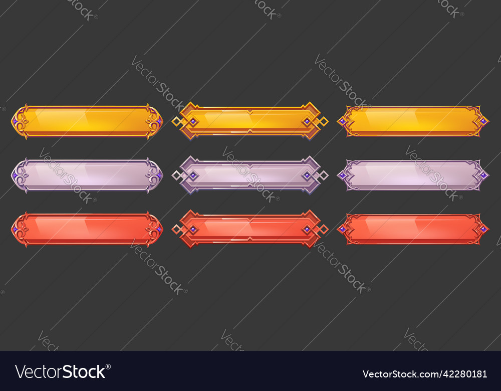 Medieval game menu frames ui elements buttons Vector Image