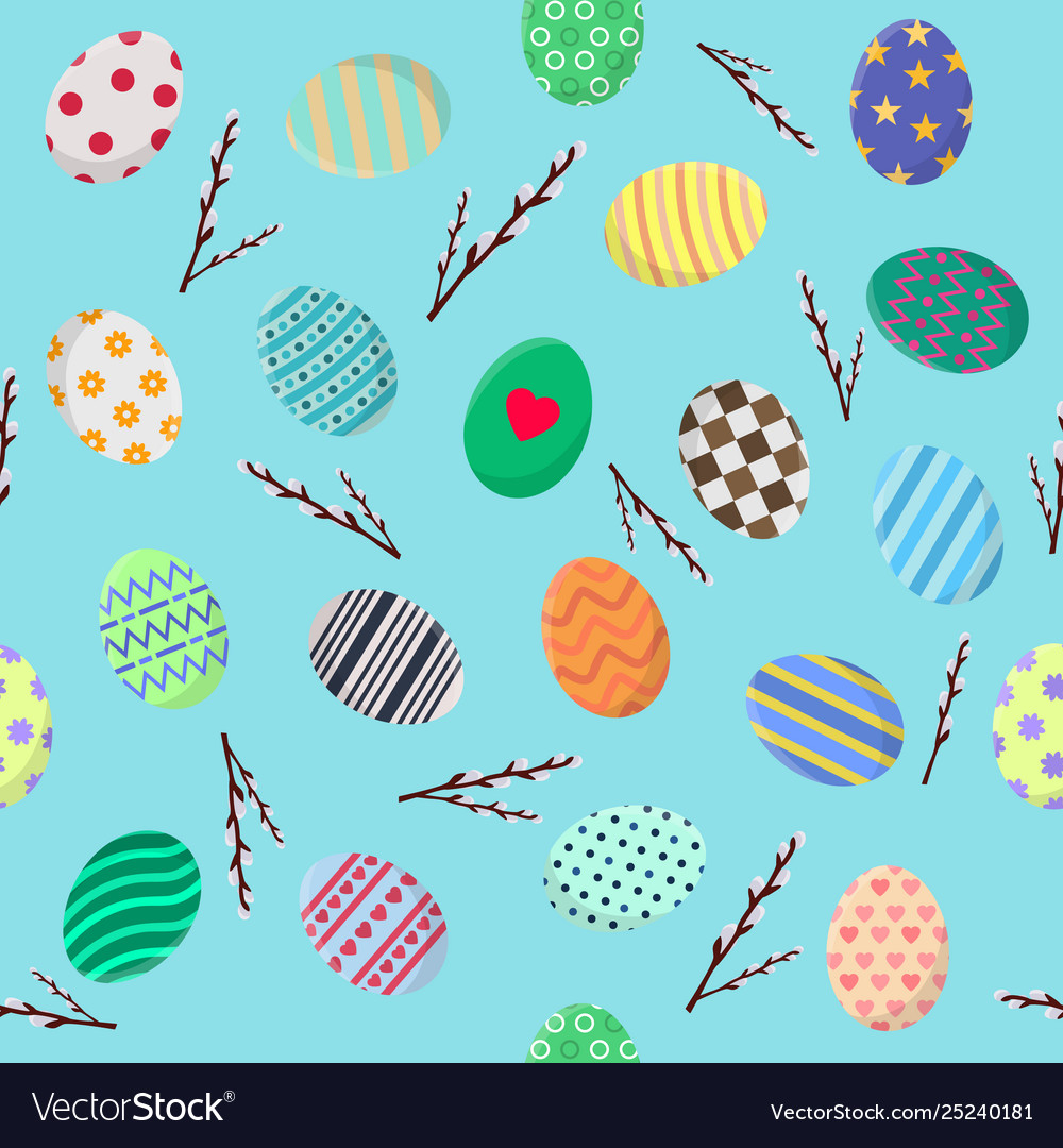 Seamless pattern with different easter eggs Vector Image